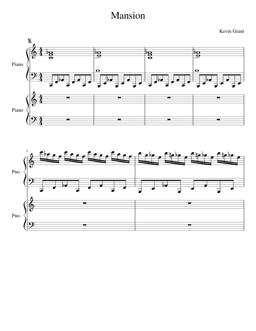 Mansion Sheet music for Piano (Piano Duo) | Musescore.com