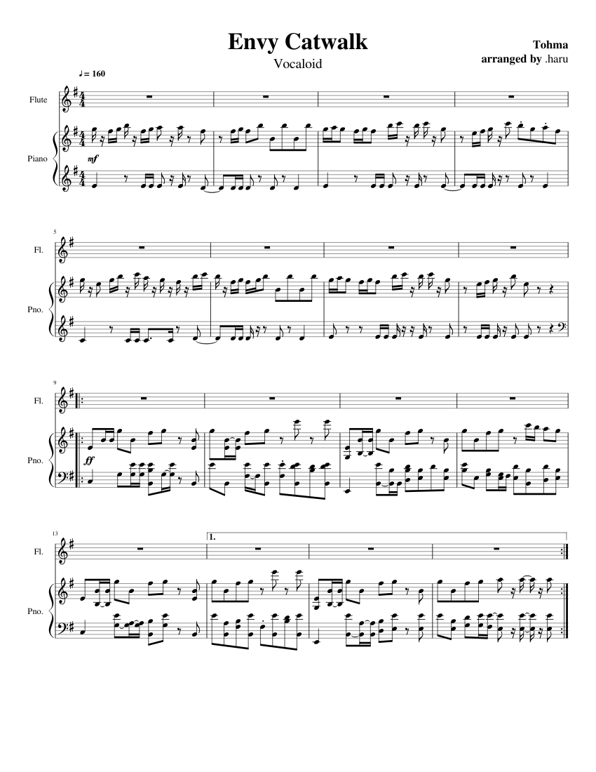 Envy Catwalk Sheet music for Piano, Flute (Solo) | Musescore.com