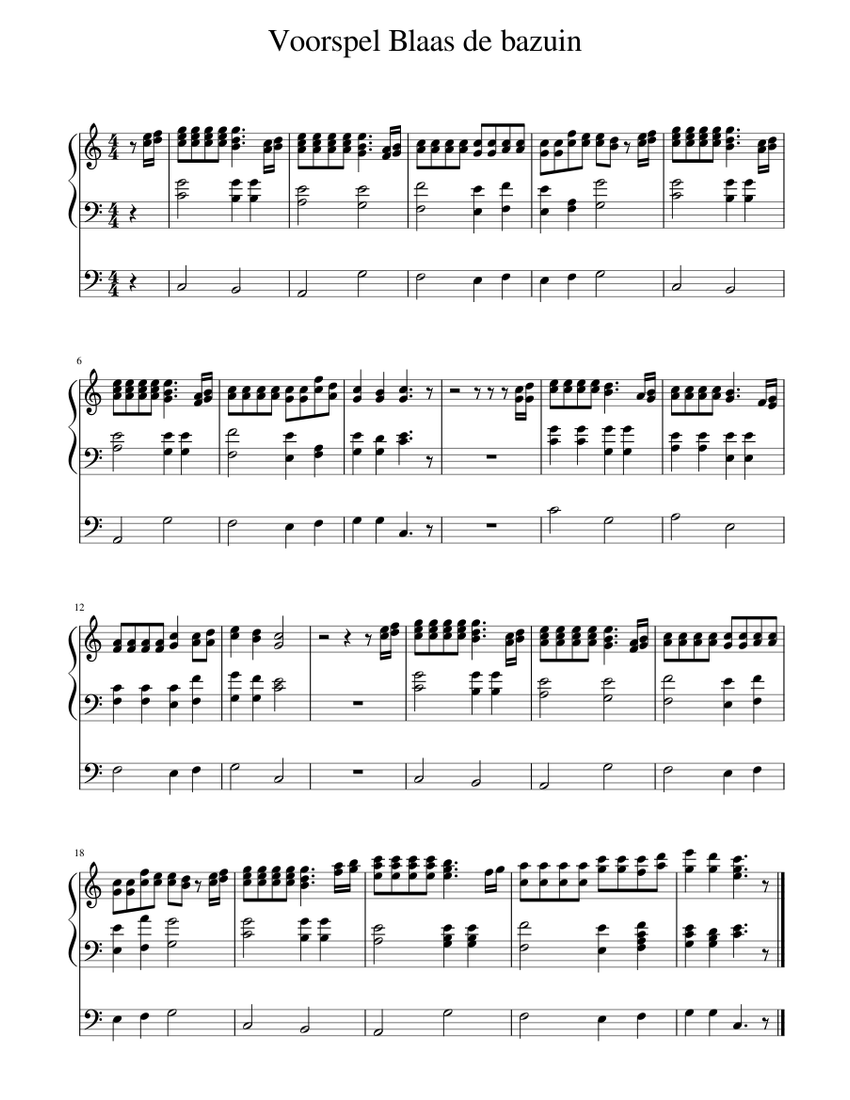 Voorspel Blaas de bazuin Sheet music for Organ (Solo) | Musescore.com
