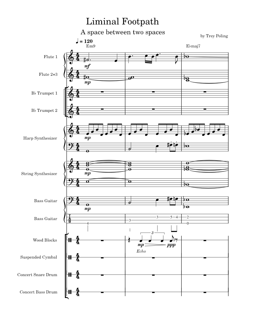 Liminal Footpath Sheet Music and Tab with Chords for Trumpet in b-flat ...