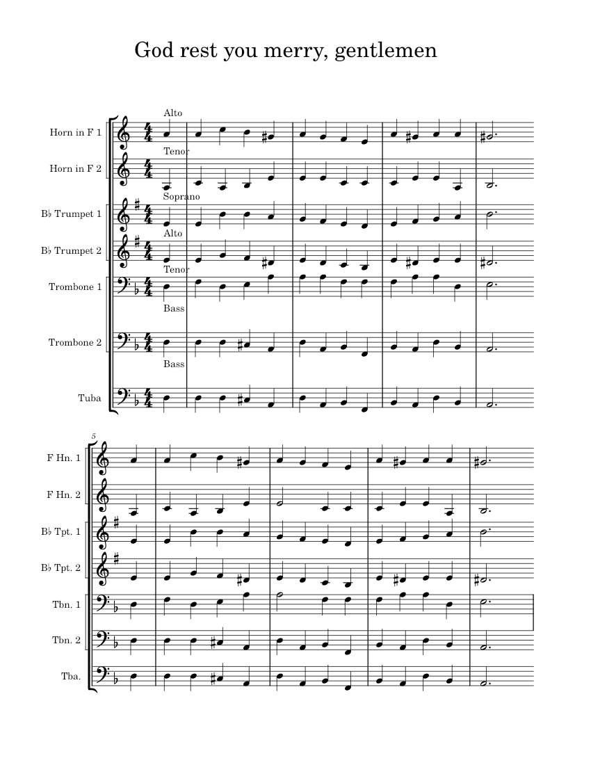 God rest ye merry gentlemen Sheet music for Trombone, Tuba, Trumpet in ...