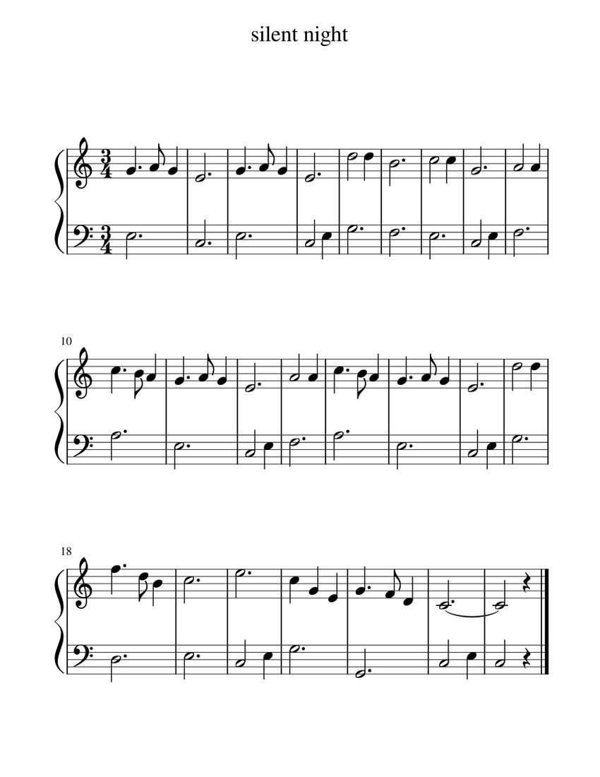 silent night Sheet music for Piano (Solo) | Musescore.com