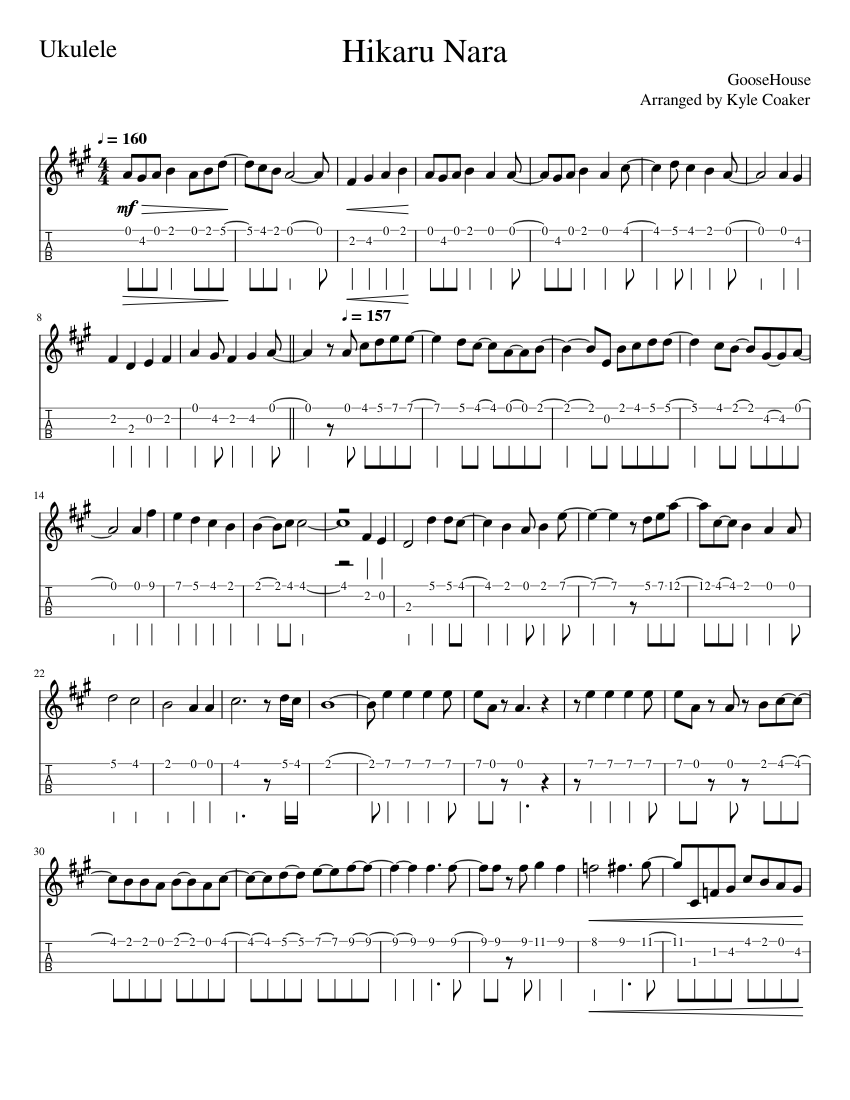 Hikaru Nara Sheet Music and Tab for Ukulele (Solo) | MuseScore.com