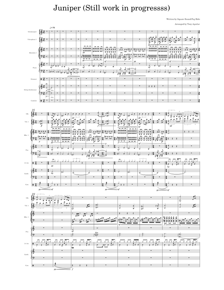 Juniper Sheet music for Piano, Vibraphone, Glockenspiel, Crash & more ...