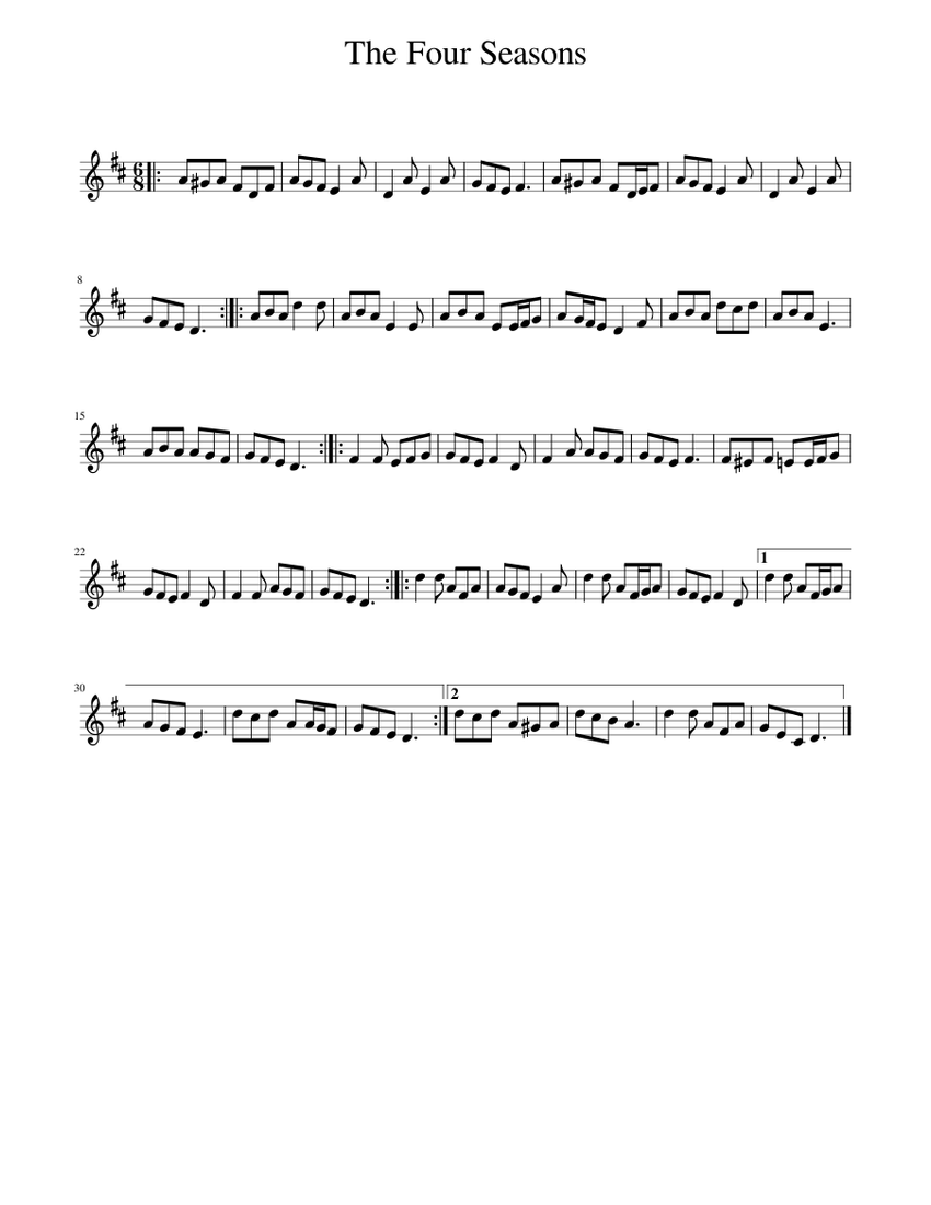 The Four Seasons Sheet music for Piano (Solo) Easy | Musescore.com
