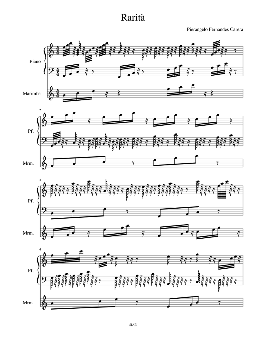 Rarit Sheet music for Piano, Marimba (Mixed Duet) | Musescore.com