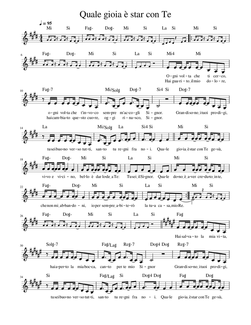 Quale gioia è star con Te Sheet music for Harpsichord (Church Choir ...