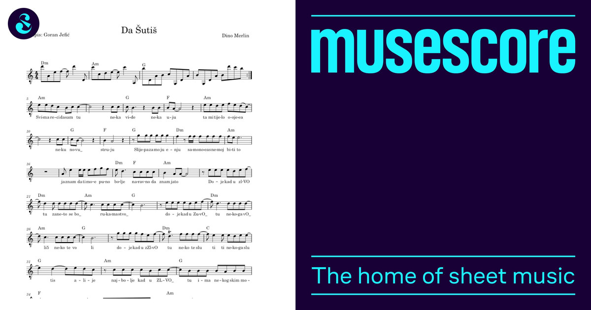 DA ŠUTIŠ - Dino Merlin Sheet music for Synthesizer (Solo) | Musescore.com