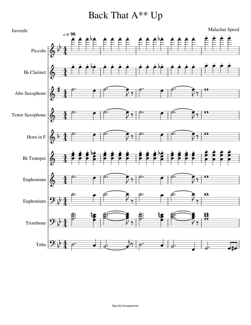 Back That A** Up Sheet music for Trombone, Euphonium, Tuba, Flute ...