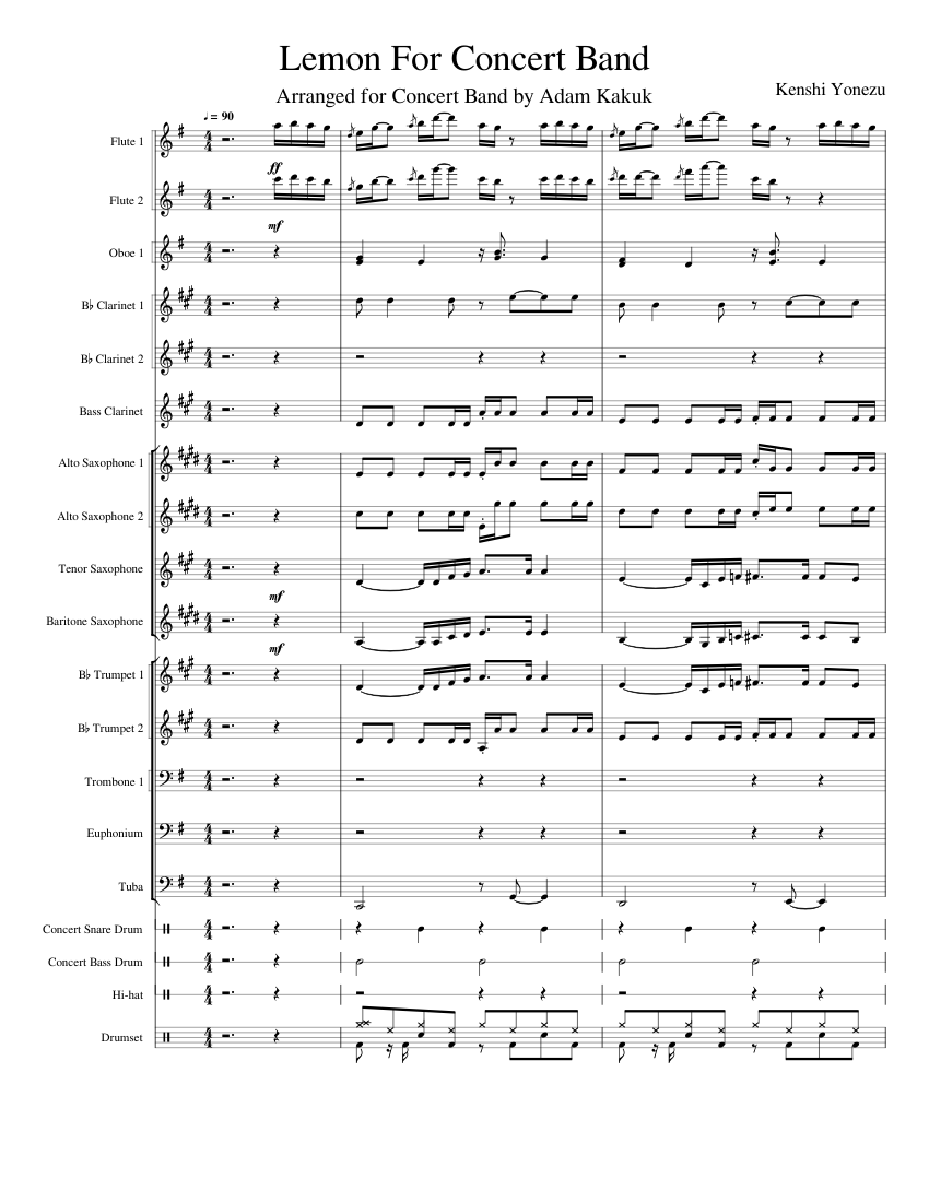 Lemon For Concert Band Sheet music for Trombone, Euphonium, Tuba, Flute ...