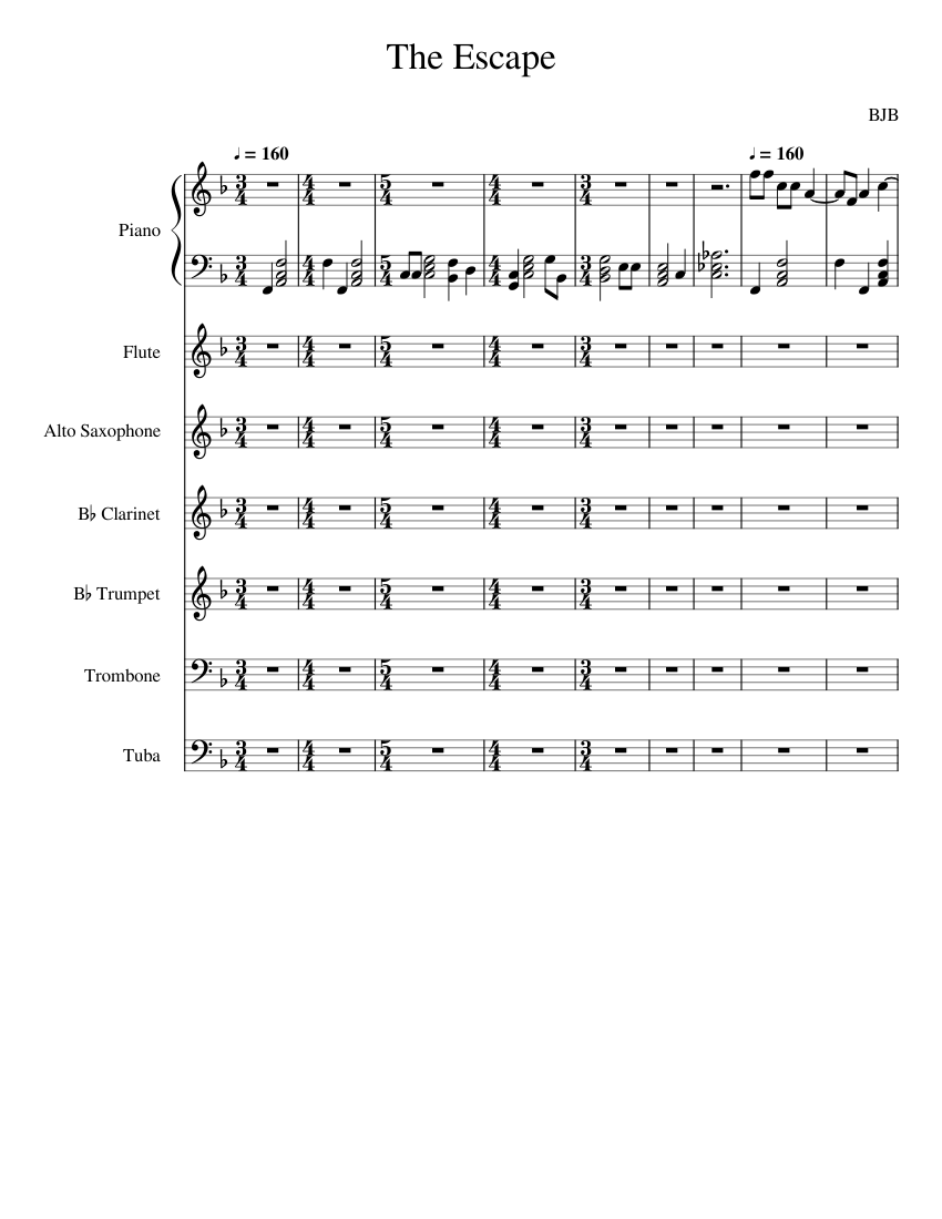 Escape Sheet music for Piano, Trombone, Tuba, Flute & more instruments ...