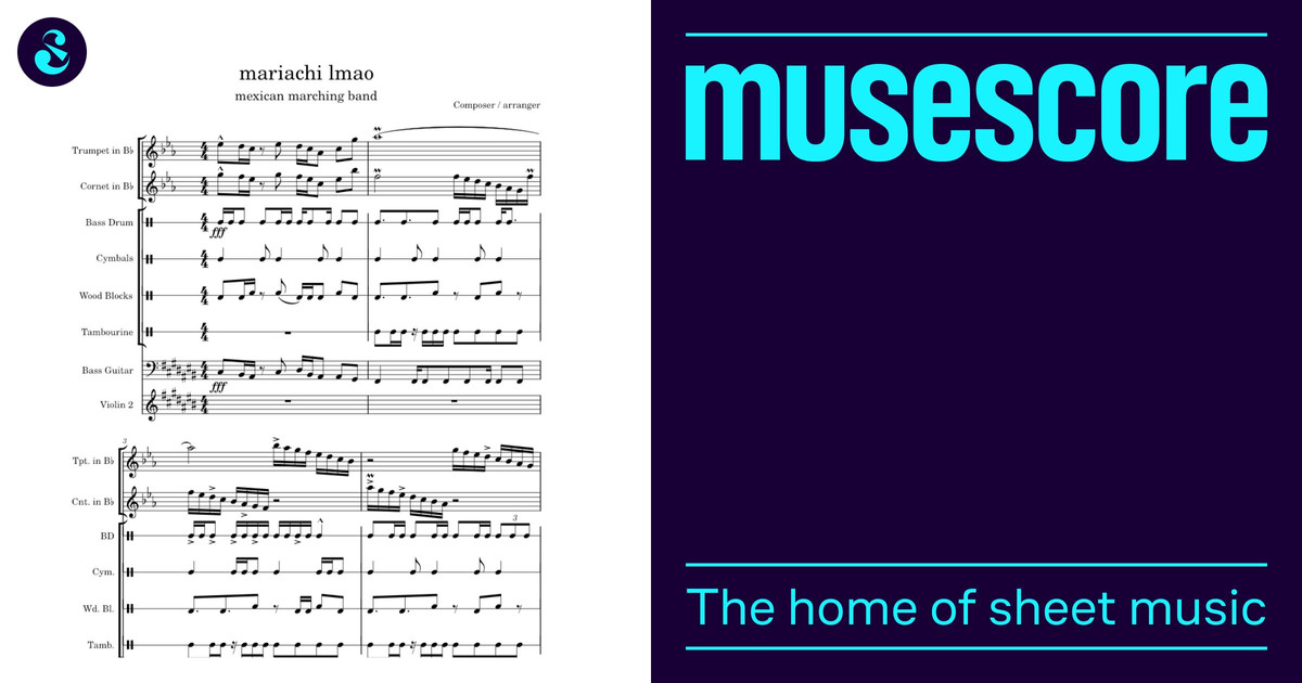 mariachi lmao Sheet Music for Violin, Bass guitar, Drum group, Strings ...