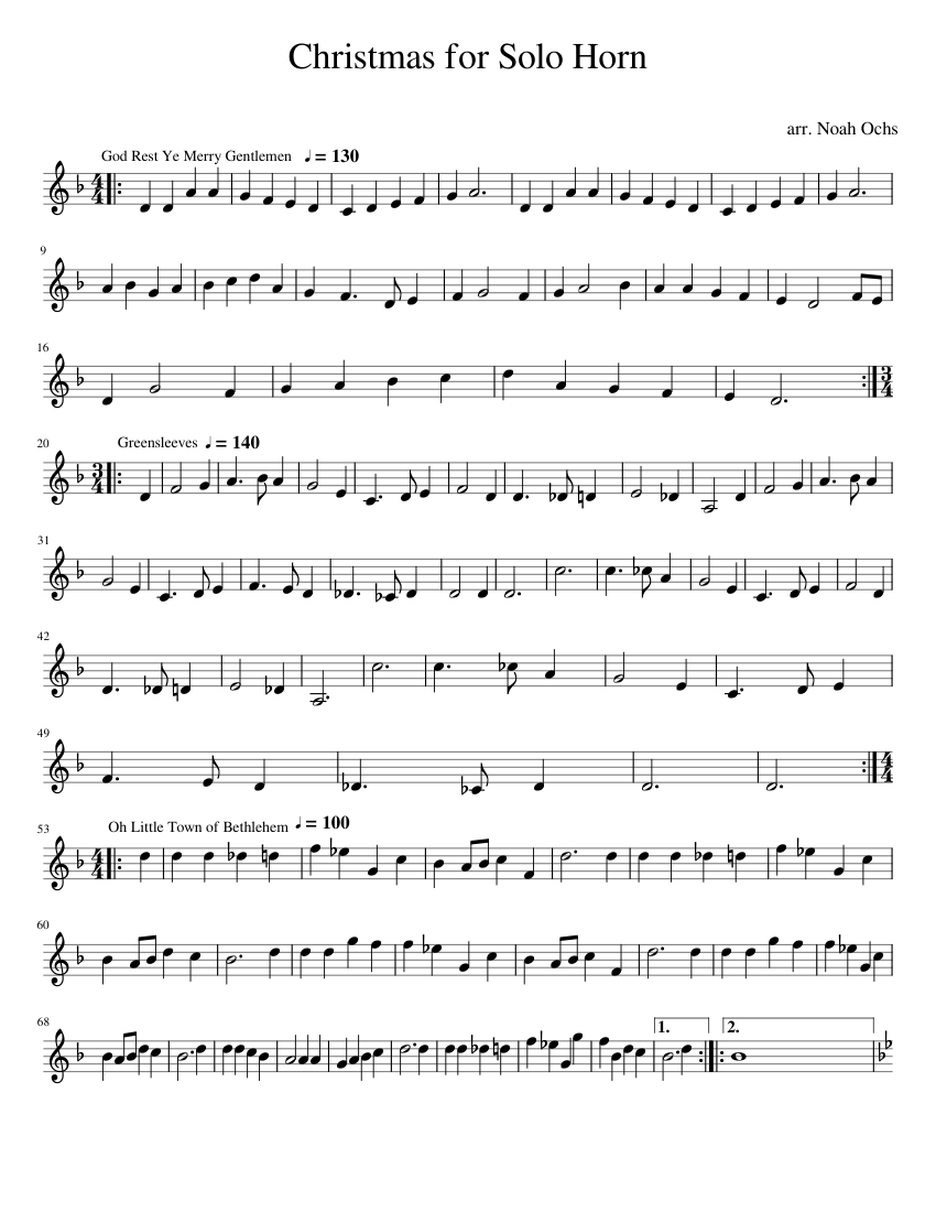 Christmas for Solo Horn Sheet Music for French horn (Solo) | MuseScore.com