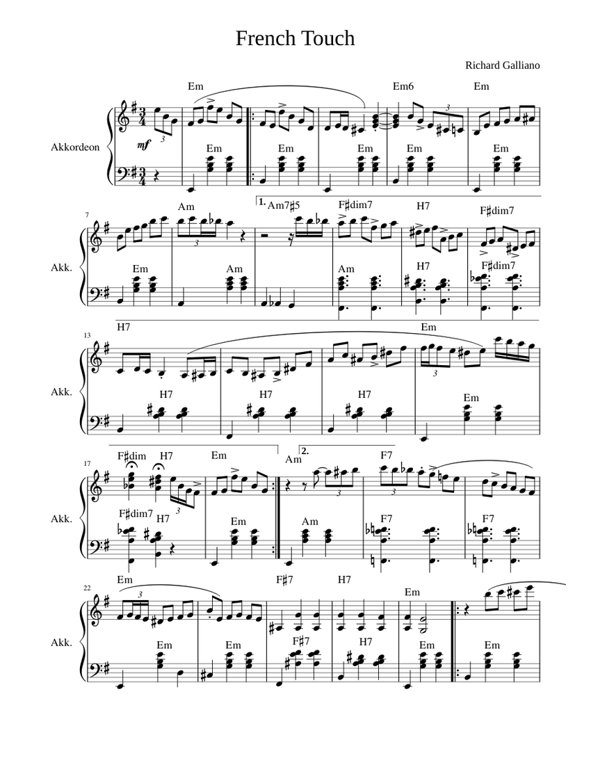 French Touch Sheet Music for Accordion (Solo) | MuseScore.com