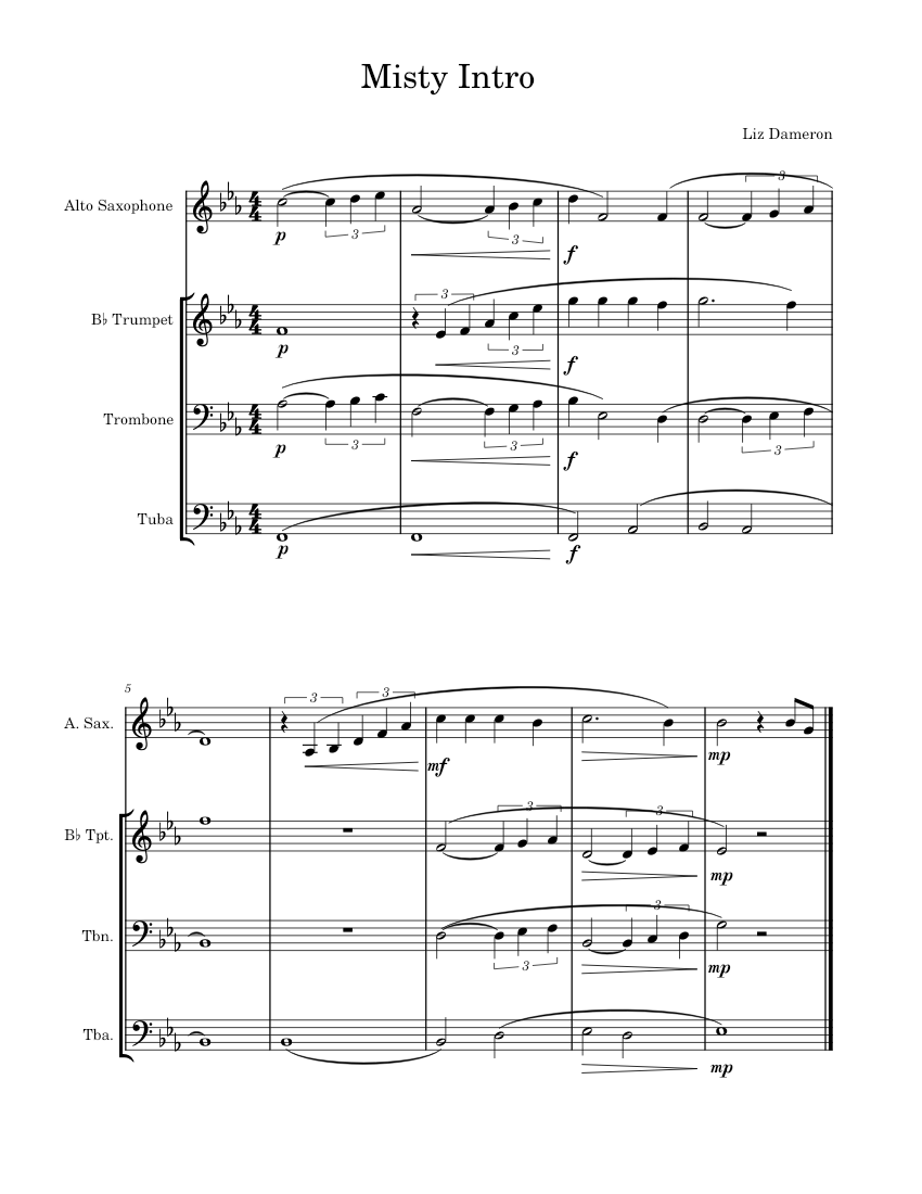 Misty – Erroll Garner Misty Intro Sheet music for Trombone, Tuba ...