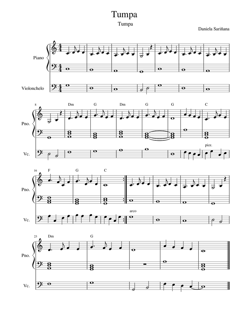 Tumpa Tumpa Sheet music for Piano, Cello (Solo) | Musescore.com