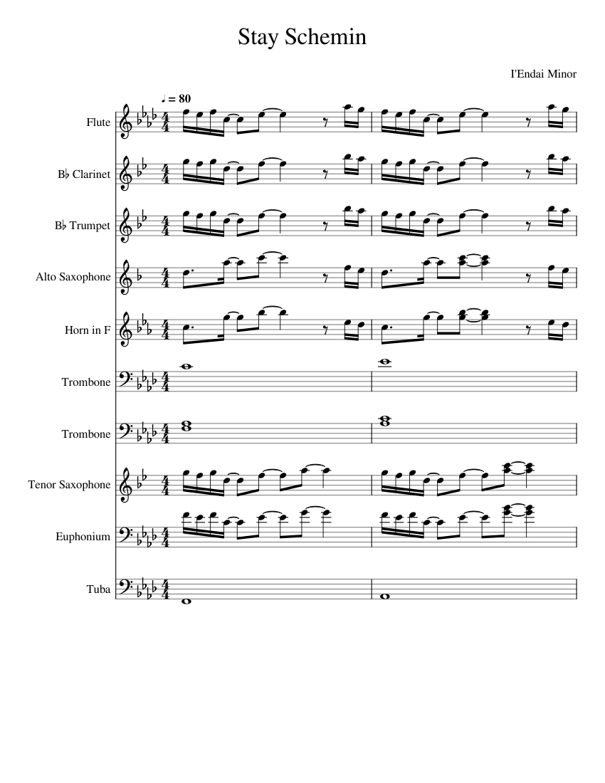 Stay Schemin Sheet music for Trombone, Euphonium, Tuba, Flute & more ...