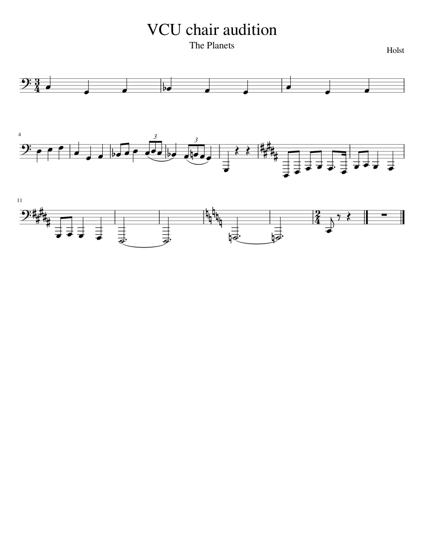 VCU chair audition the planets Sheet music for Piano (Solo) | Musescore.com