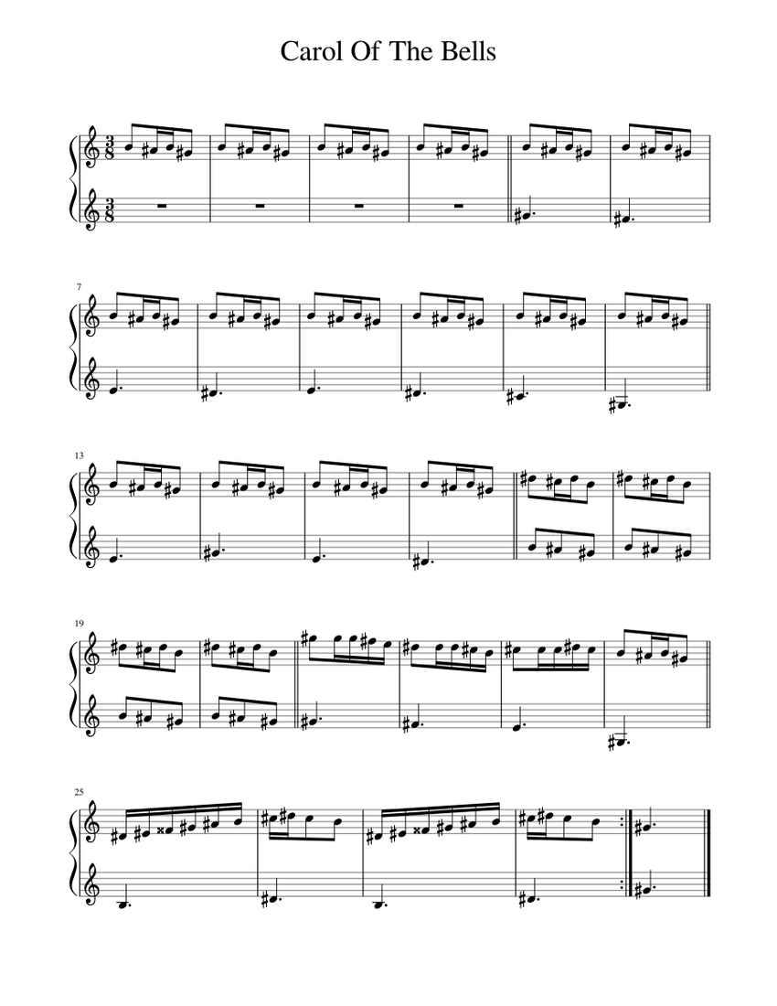 Carol Of The Bells Sheet music for Piano (Solo) Easy | Musescore.com