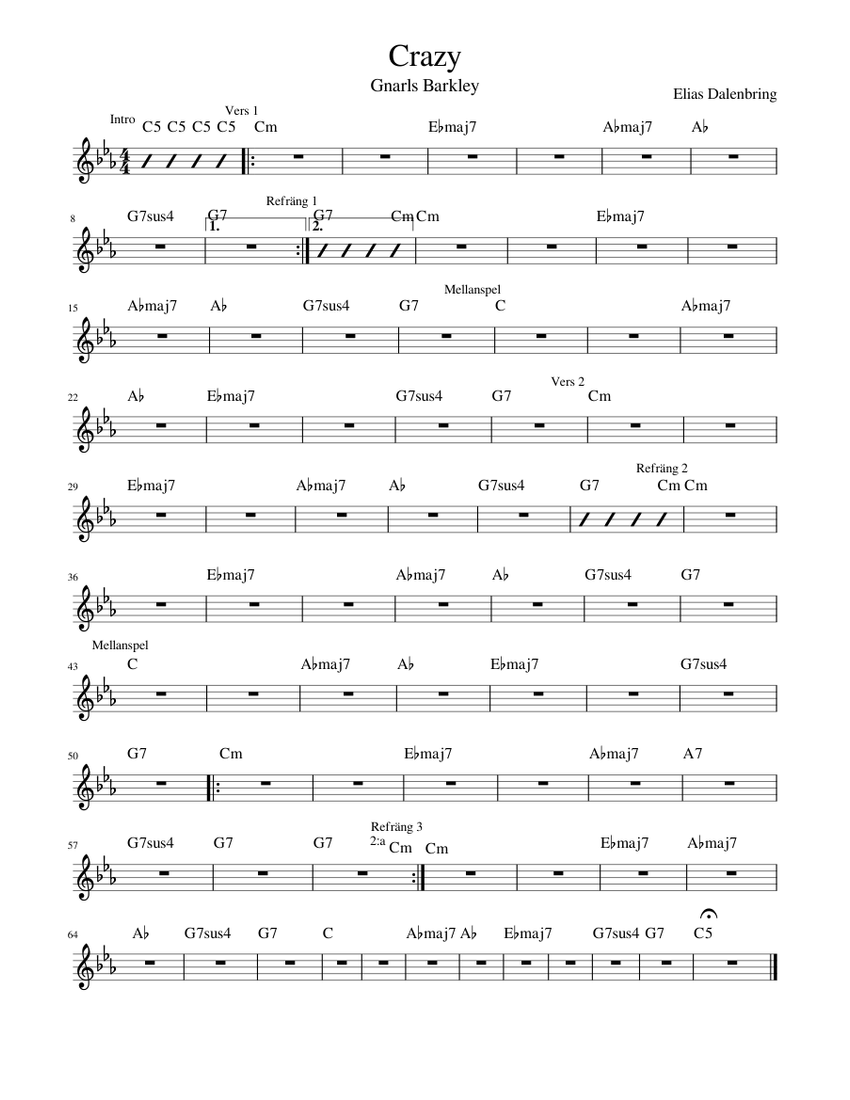 Crazy Sheet music for Piano (Solo) Easy | Musescore.com