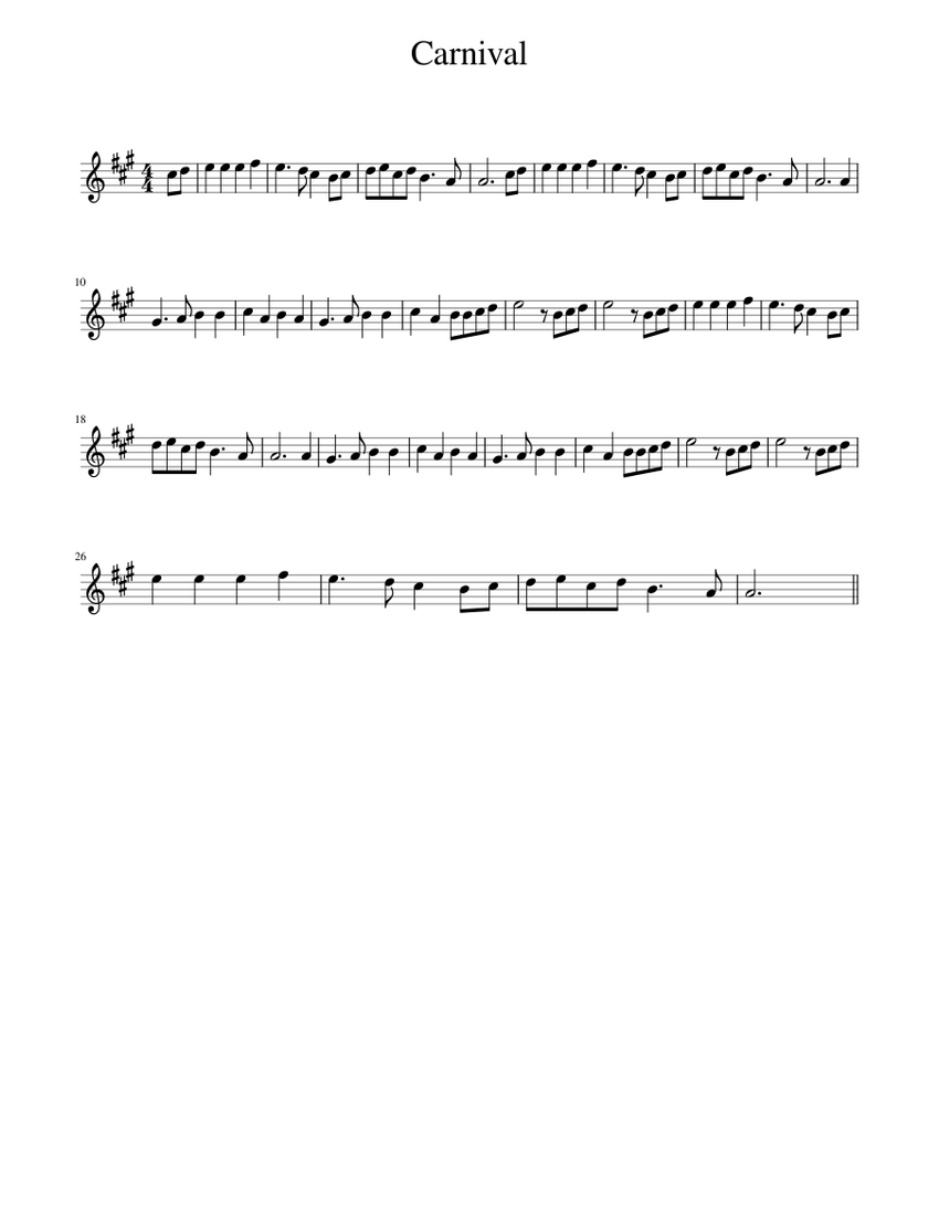 Carnival Sheet Music for Piano (Solo) easy | MuseScore.com
