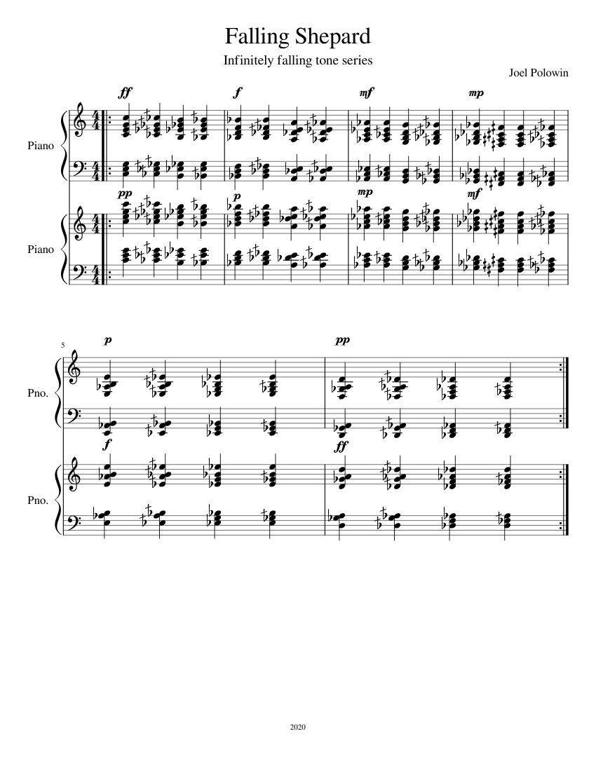 Falling Shepard Scale in Quarter Tones Sheet music for Piano (Piano Duo ...