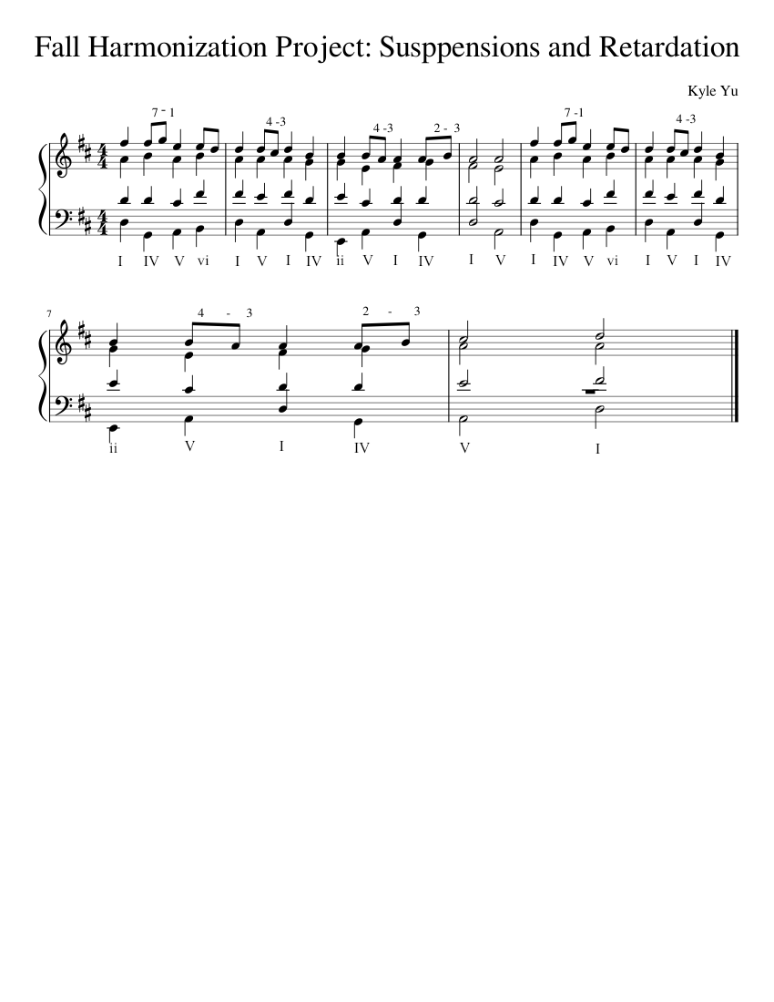 Fall Harmonization Project Suspension and Retardation Sheet music for ...