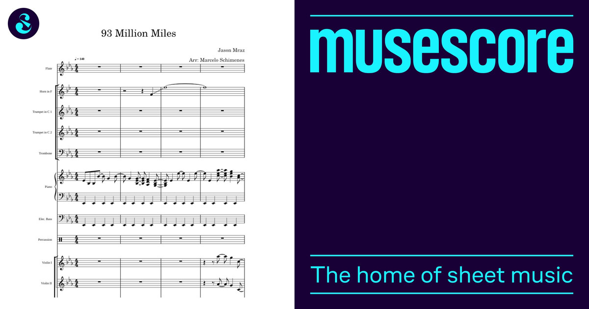 93 million miles (Arr. Marcelo Schimenes) – Jason Mraz Sheet music for ...