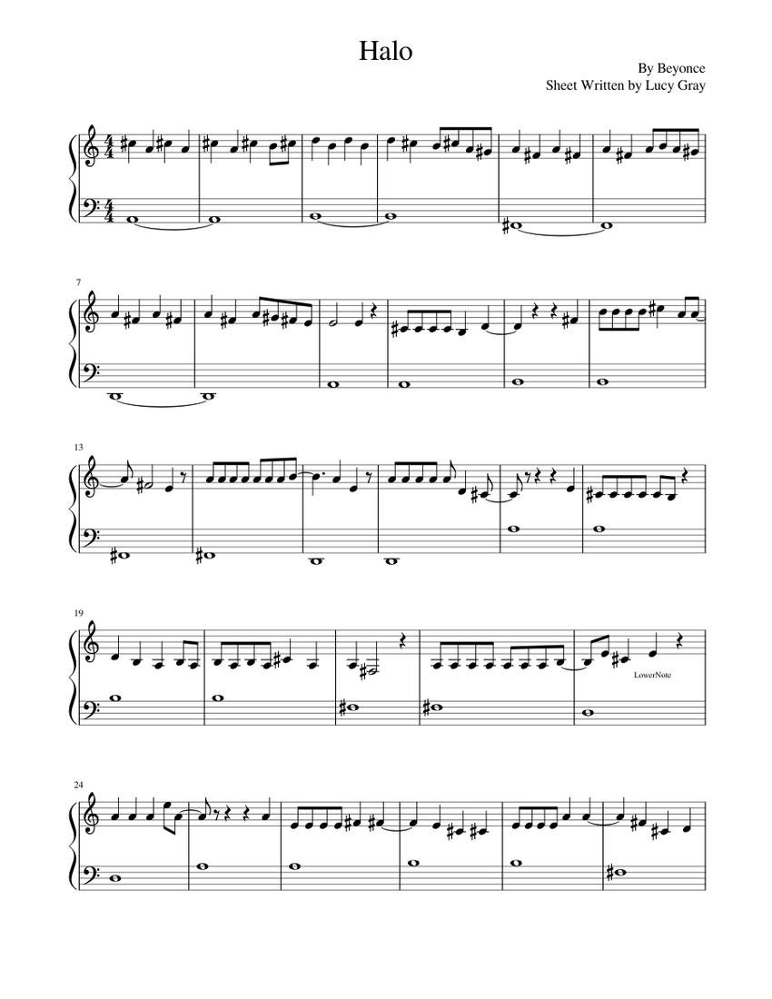 Halo Sheet music for Piano (Solo) | Musescore.com
