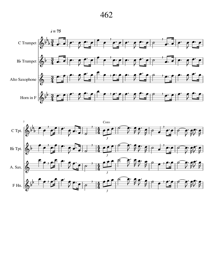 462 Sheet music for Saxophone alto, Trumpet in b-flat, French horn ...