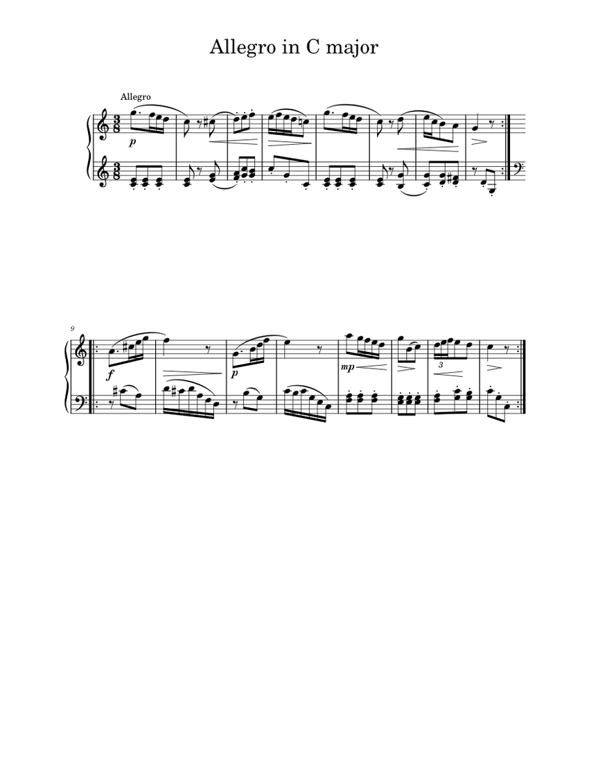 Allegro in C major - piano tutorial