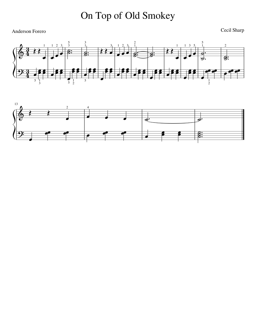 On Top of Old Smokey Sheet music for Piano (Solo) Easy | Musescore.com
