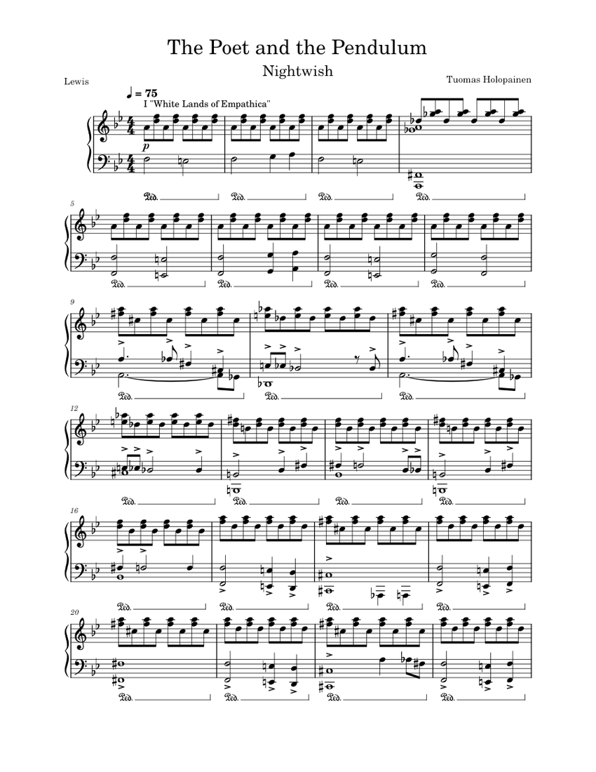 The poet and the pendulum – Nightwish Sheet music for Piano (Solo ...