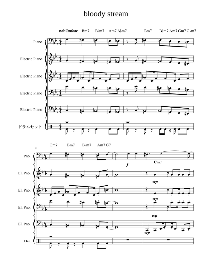 bloody stream Sheet music for Piano, Drum group (Mixed Duet ...