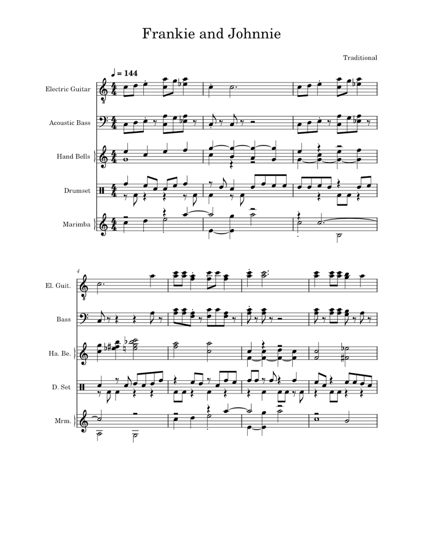 Frankie and Johnnie Traditional Self-Similar Sheet Music for Guitar ...