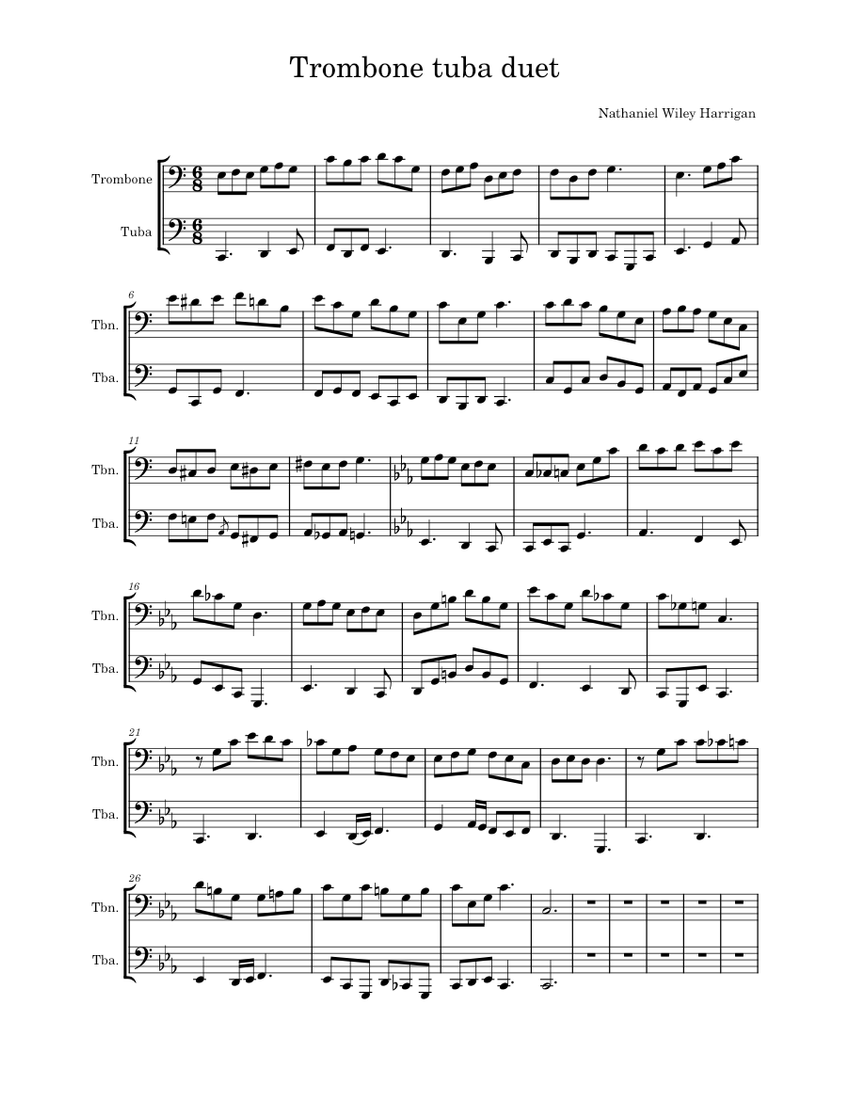 Trombone tuba duet Sheet music for Trombone, Tuba (Brass Duet ...
