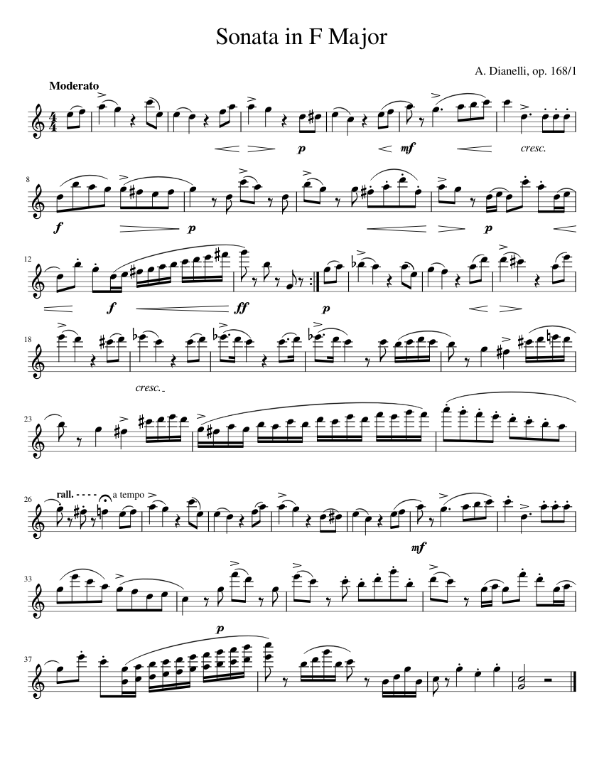 Sonata in F Major (Alto Sax) Sheet music for Saxophone alto (Solo ...