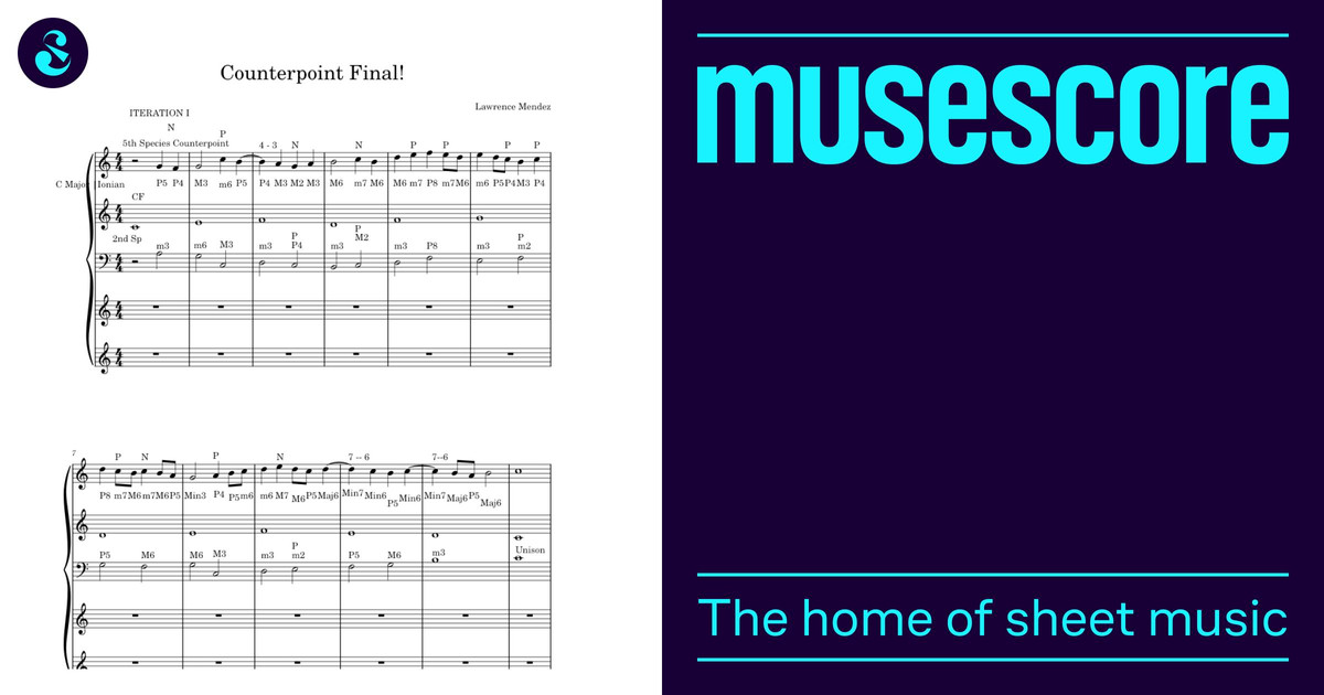 Counterpoint Species Music Theory Final LMendez Sheet Music for Piano ...