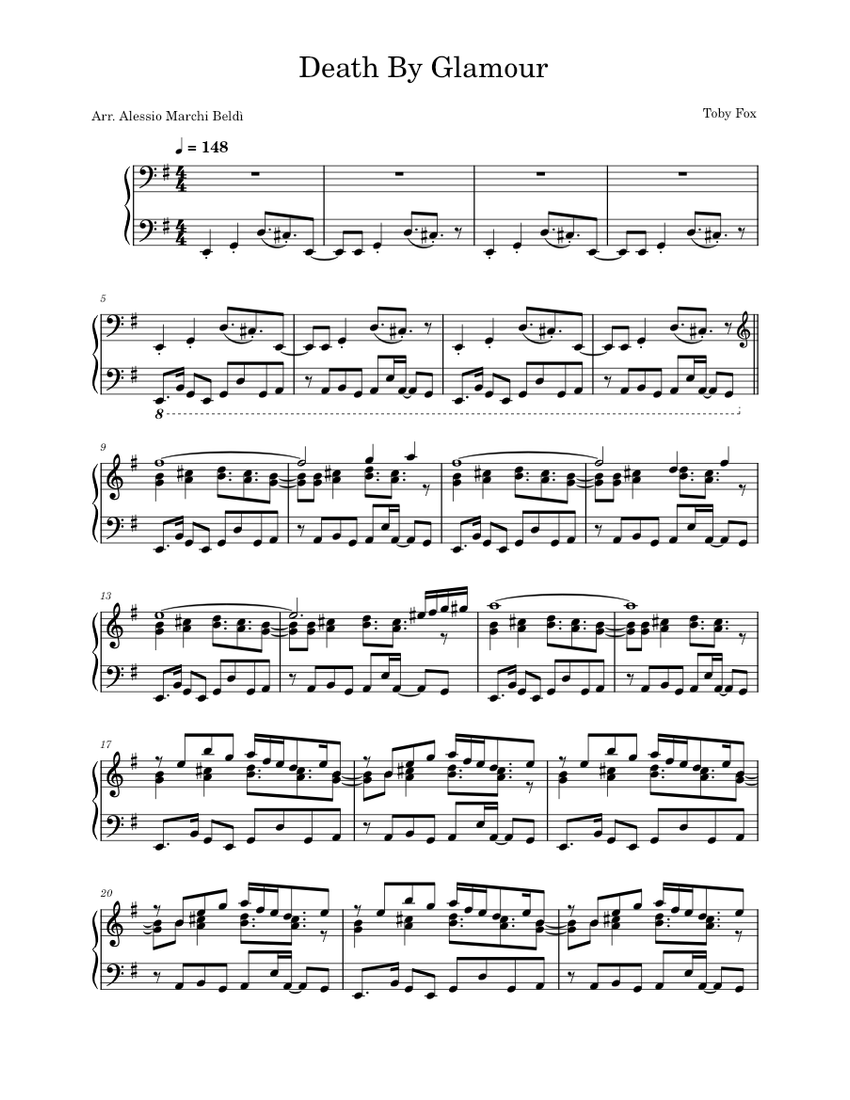 Death by Glamour – Toby Fox Death by Glamour (Undertale) Sheet Music ...