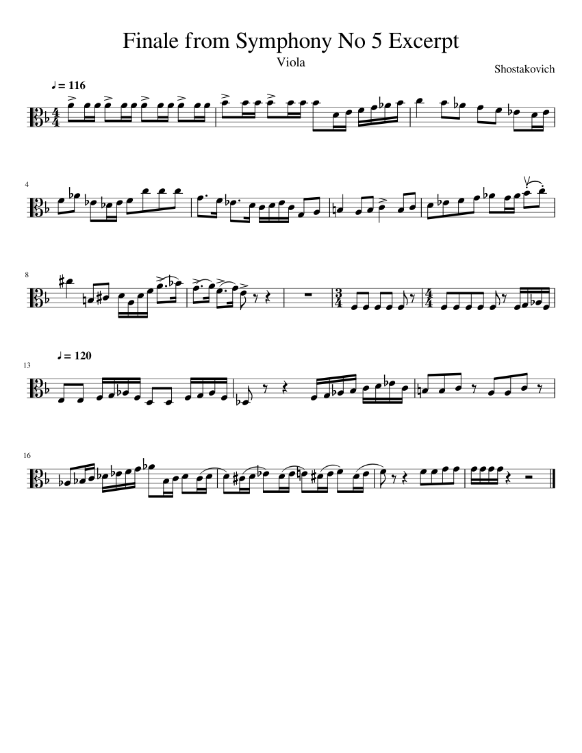 Finale from Symphony No 5 Viola Sheet music for Viola (Solo ...