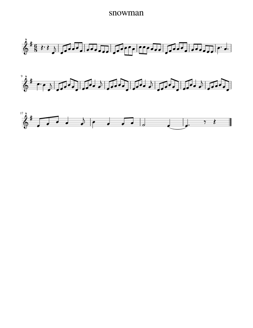 snowman Sheet music for Recorder (Solo) | Musescore.com