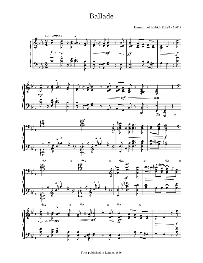 Ballade Sheet Music for Piano (Solo) | MuseScore.com