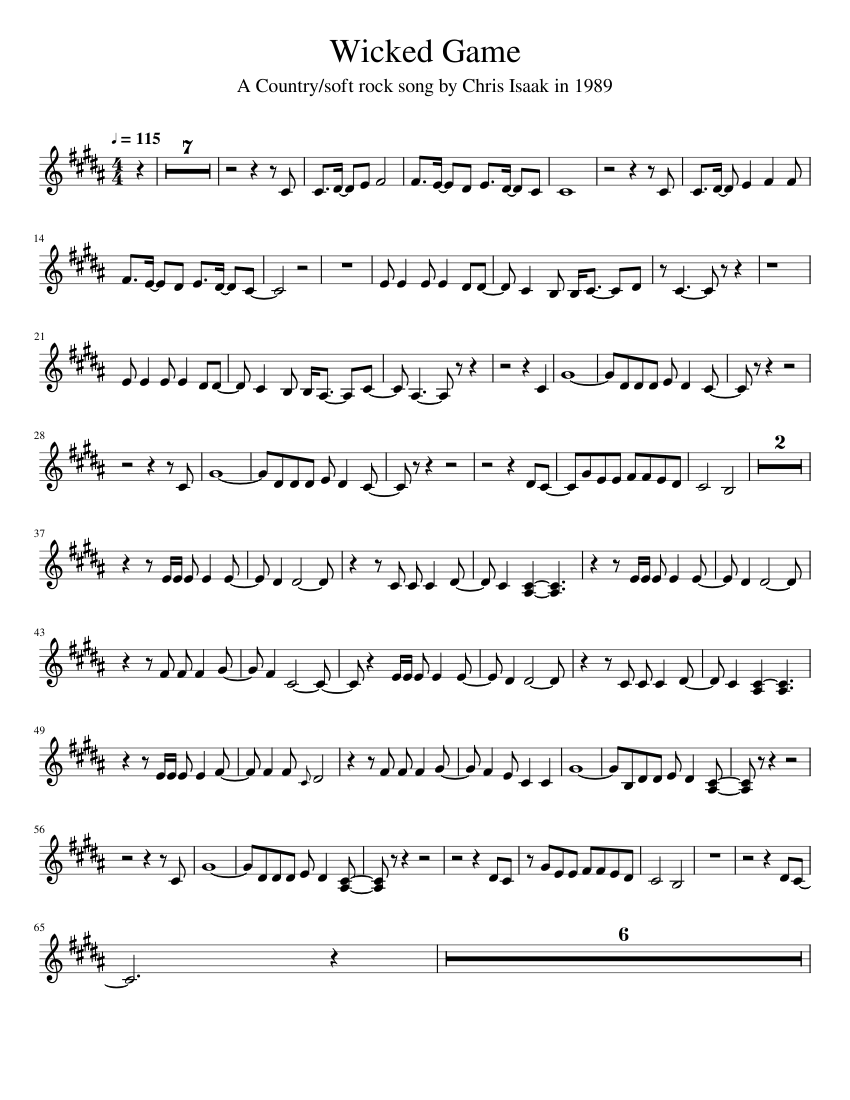 Trumpet Solo-Wicked Game Sheet Music for Trumpet other (Solo ...