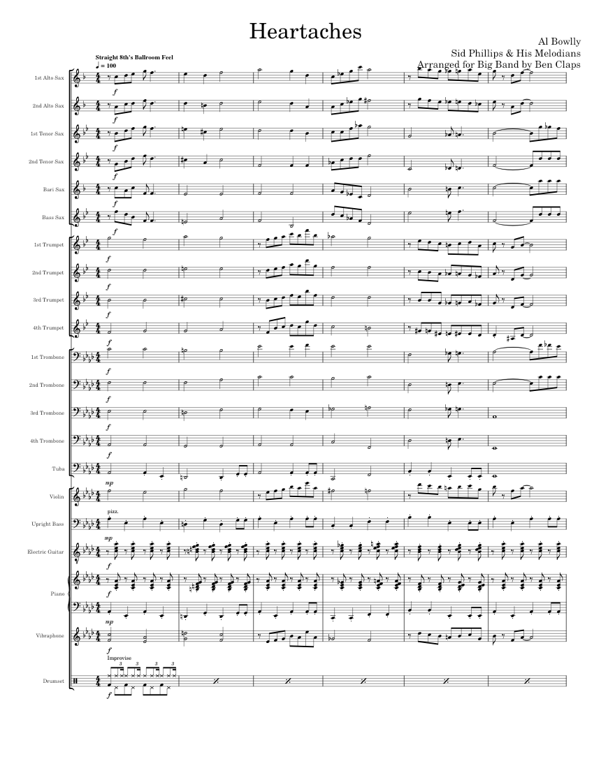 Heartaches - Al Bowlly (Jazz Band Arrangement) Sheet Music for Piano ...