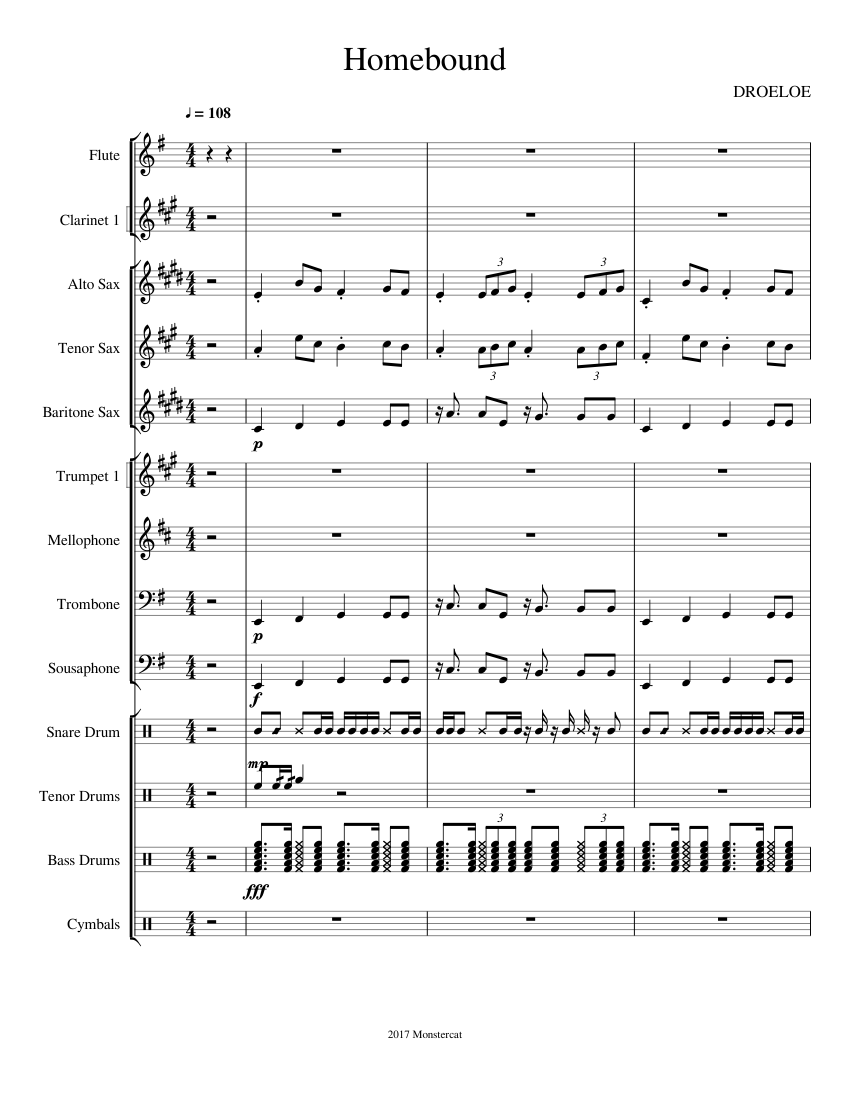 Homebound Sheet music for Trombone, Mellophone, Flute, Clarinet in b ...