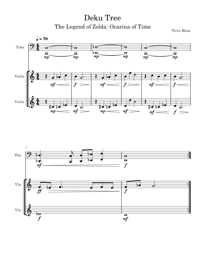 The Great Deku Tree – Koji Kondo Deku Tree Sheet music for Tuba, Violin ...
