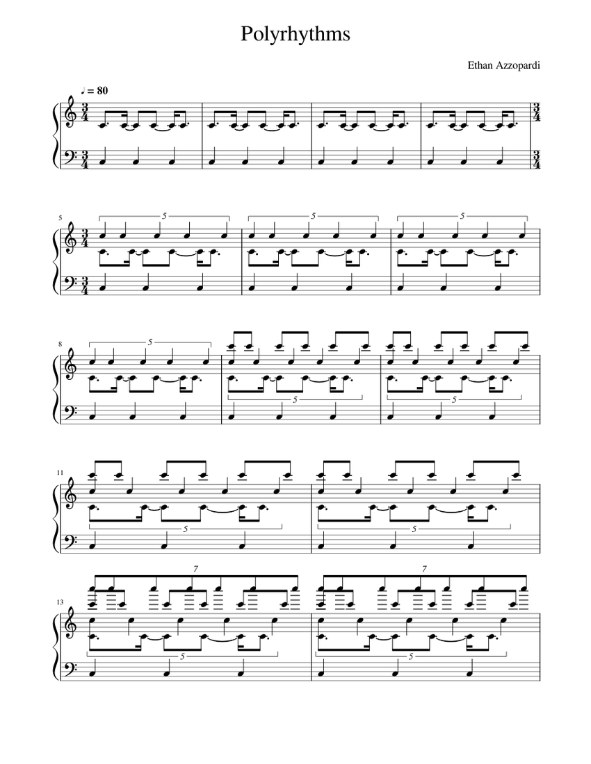 Polyrhythms Sheet Music for Piano (Solo) Easy | MuseScore.com