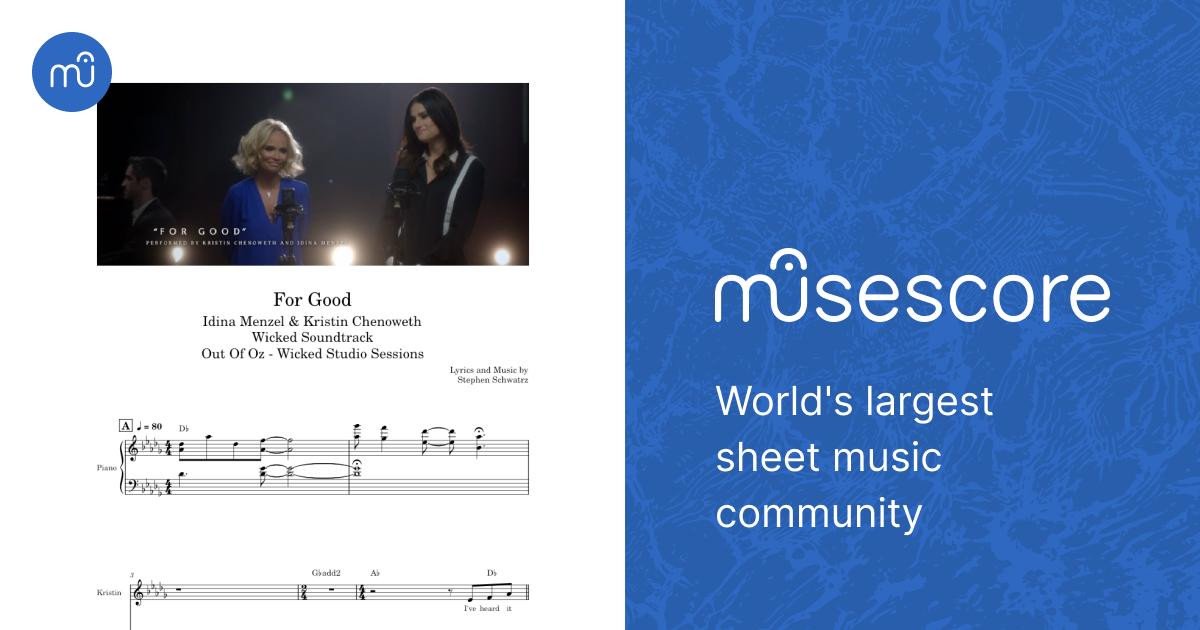 For Good [Acoustic] – Idina Menzel & Kristin Chenoweth Sheet Music with ...
