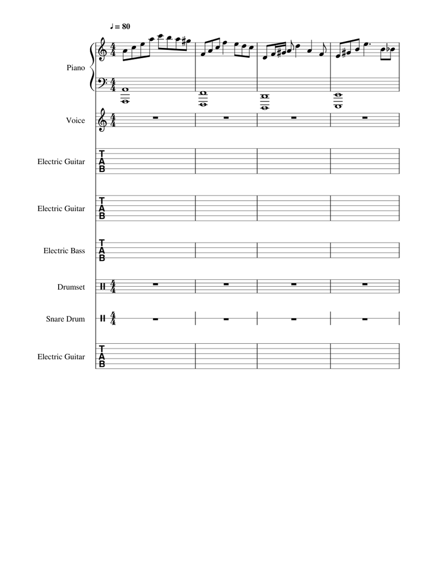 Rock thing Sheet music for Piano, Vocals, Snare drum, Guitar & more ...