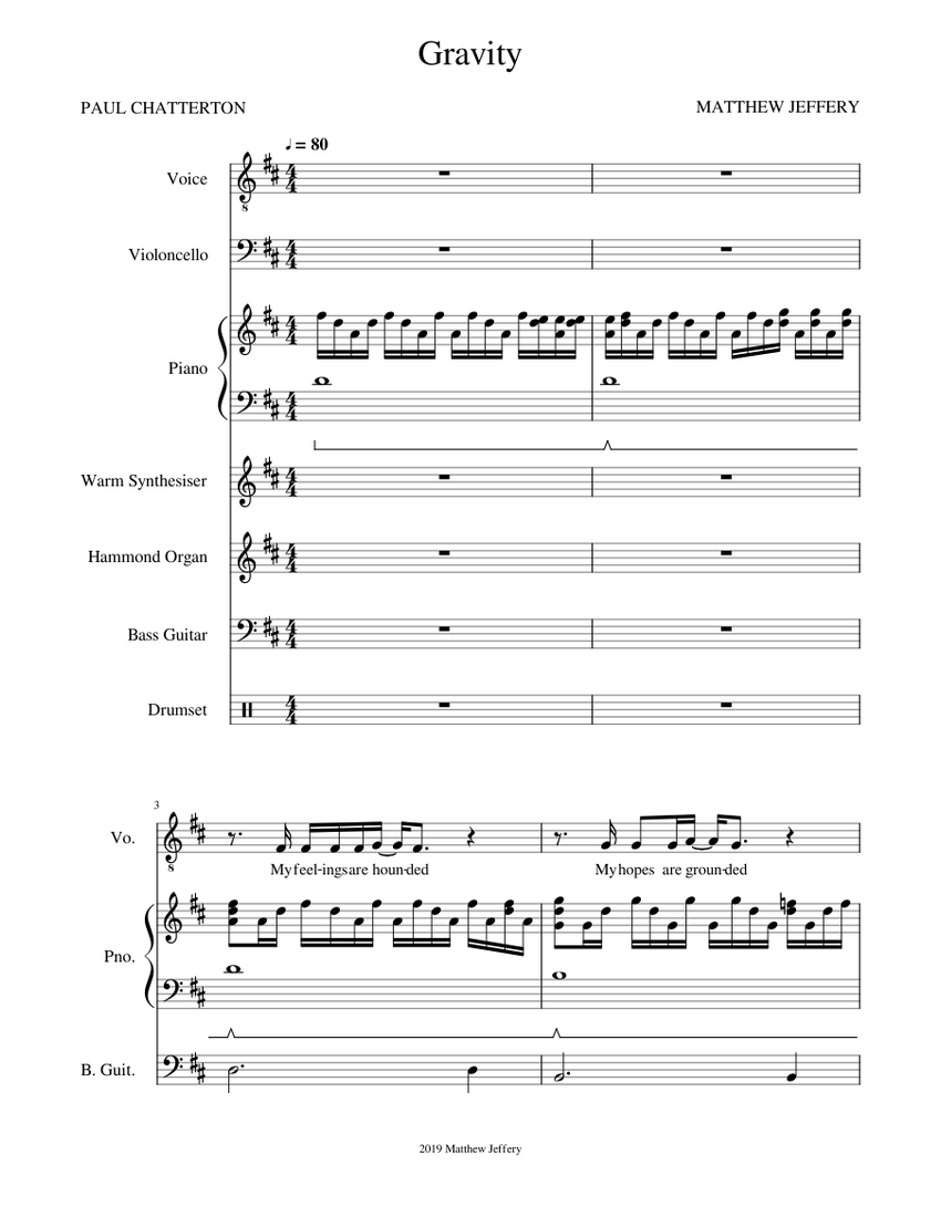 Gravity Sheet music for Piano, Organ, Vocals, Cello & more instruments ...